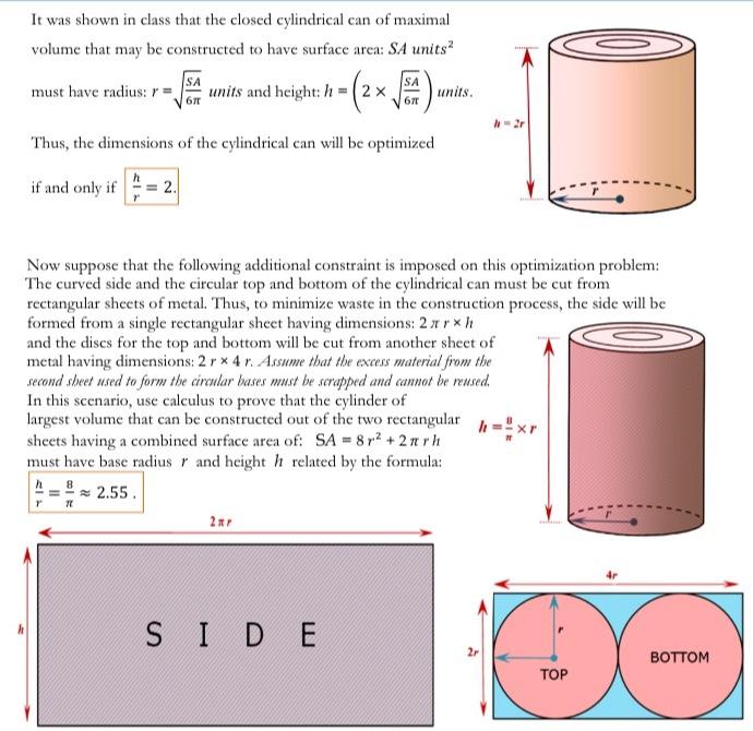 Solved It was shown in class that the closed cylindrical can | Chegg.com
