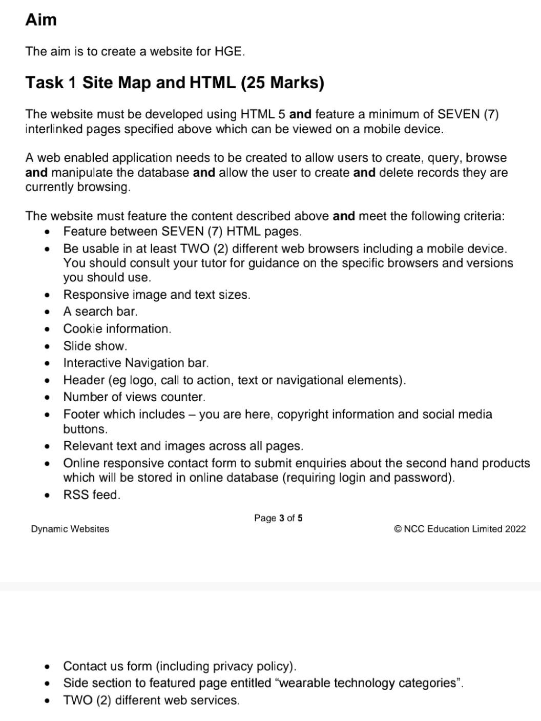Solved Task 1 Site Map and HTML (25 Marks) The website must | Chegg.com