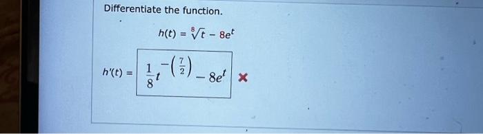 Solved Differentiate the function. f(x)=49x2−8x+18 | Chegg.com