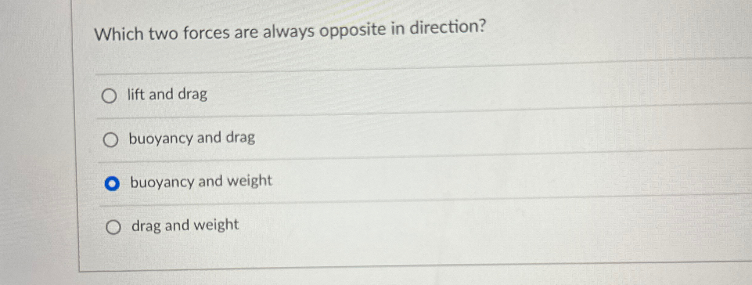 Solved Which two forces are always opposite in | Chegg.com