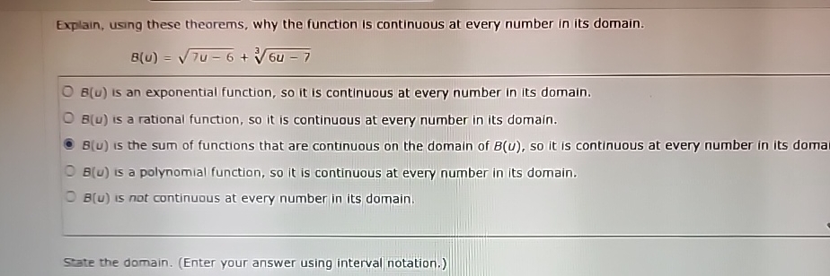 Solved Explain, using these theorems, why the function is | Chegg.com