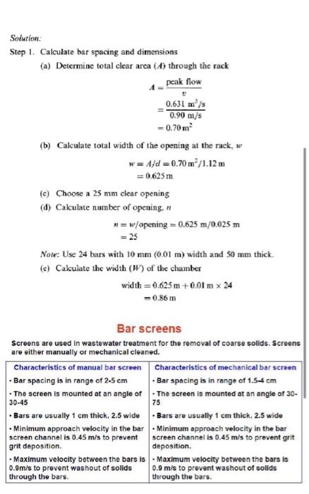 Solved Screen Design Design a coarse screen and calculate | Chegg.com