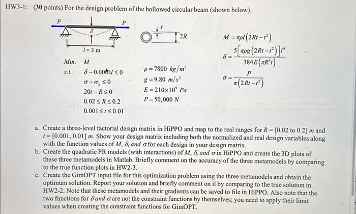 Solved W3-1: ( 30 points) For the design problem of the | Chegg.com