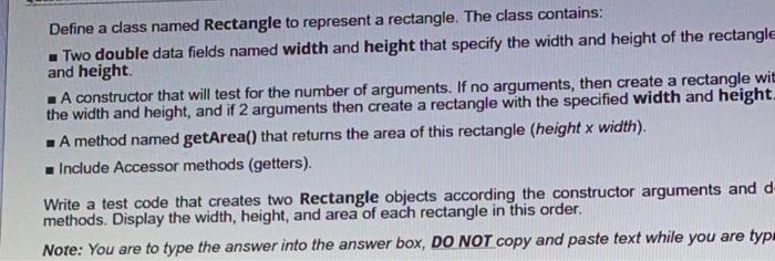Solved Define a class named Rectangle to represent a | Chegg.com
