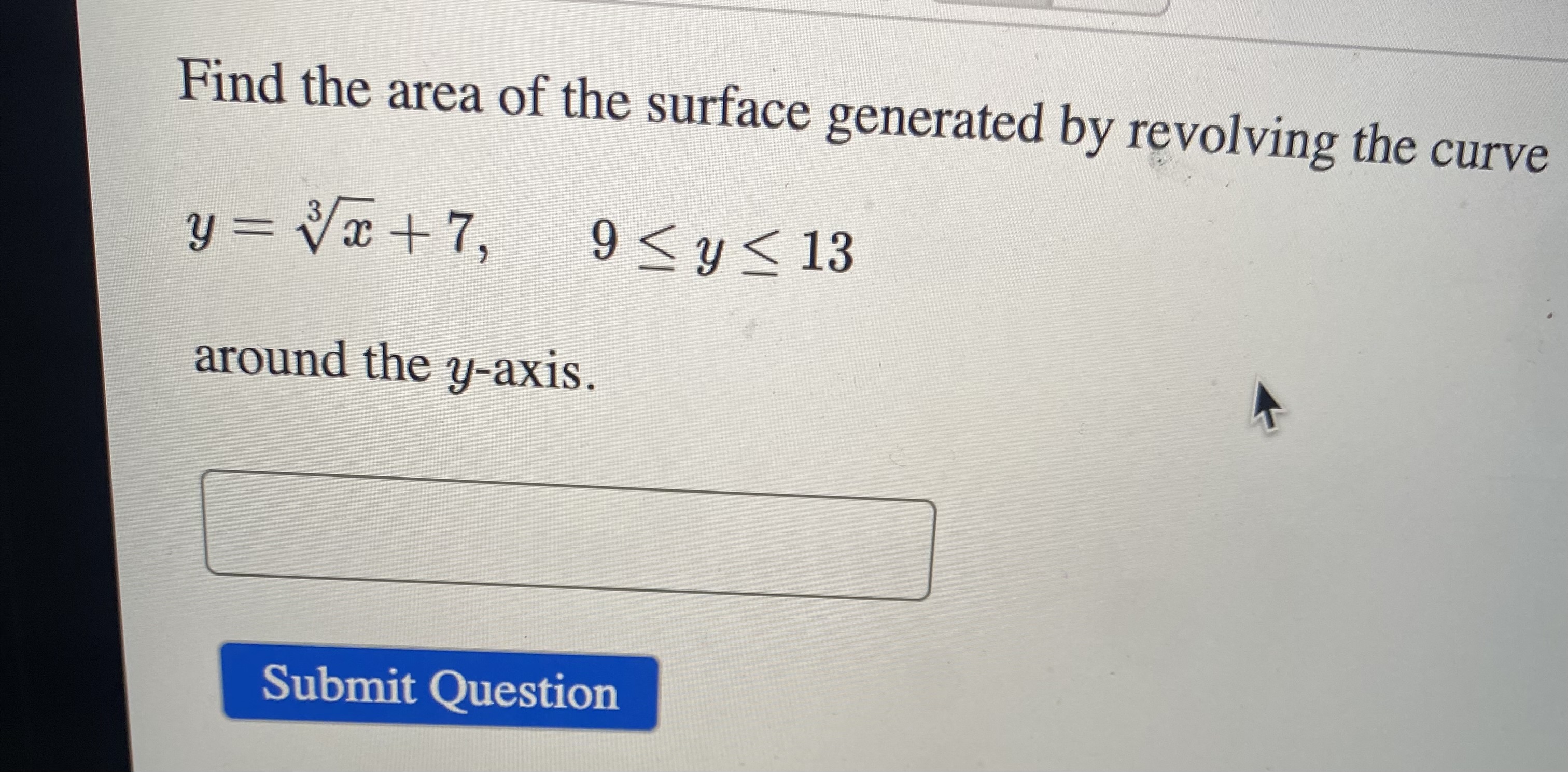 Solved Find the area of the surface generated by revolving | Chegg.com
