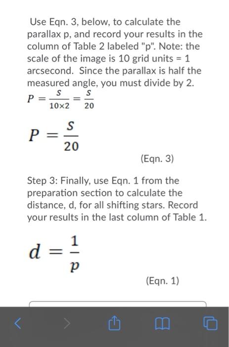 Parallax Lab Exercise In practice, Astronomers | Chegg.com