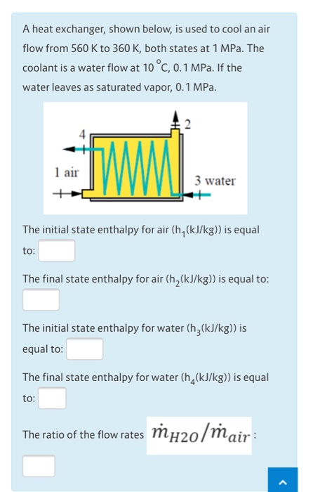 Solved A heat exchanger, shown below, is used to cool an air | Chegg.com