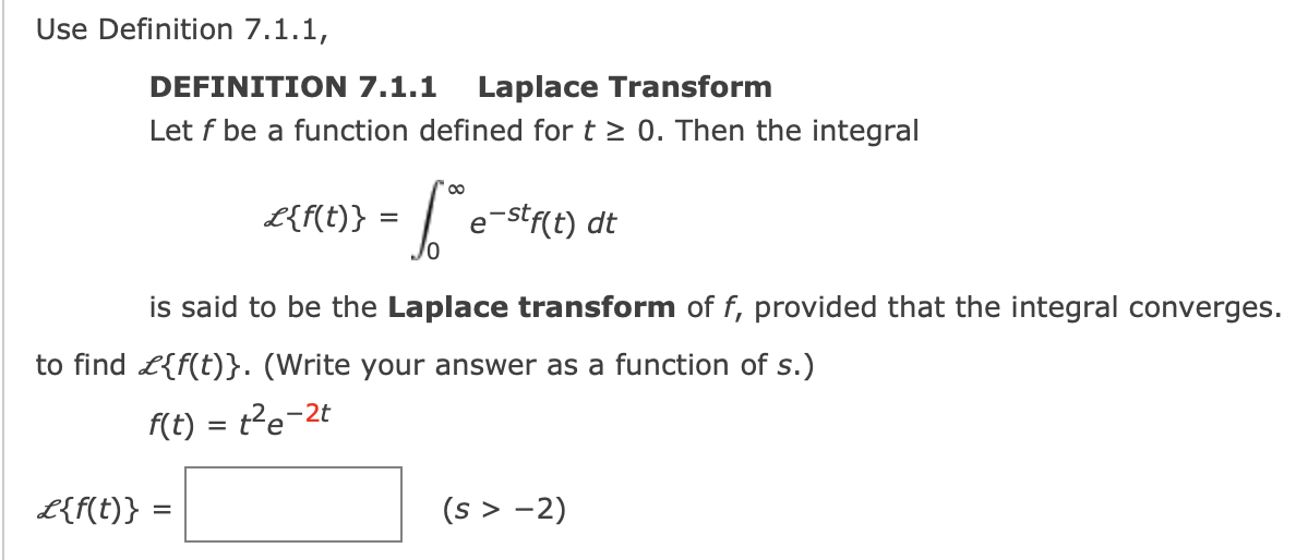 Solved Use Definition 7 1 1 Definition 7 1 1 laplace