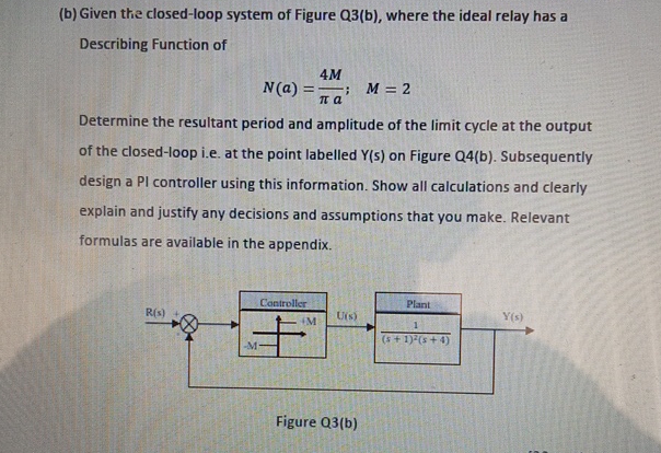 Solved (b) ﻿Given the closed-loop system of Figure Q3(b), | Chegg.com