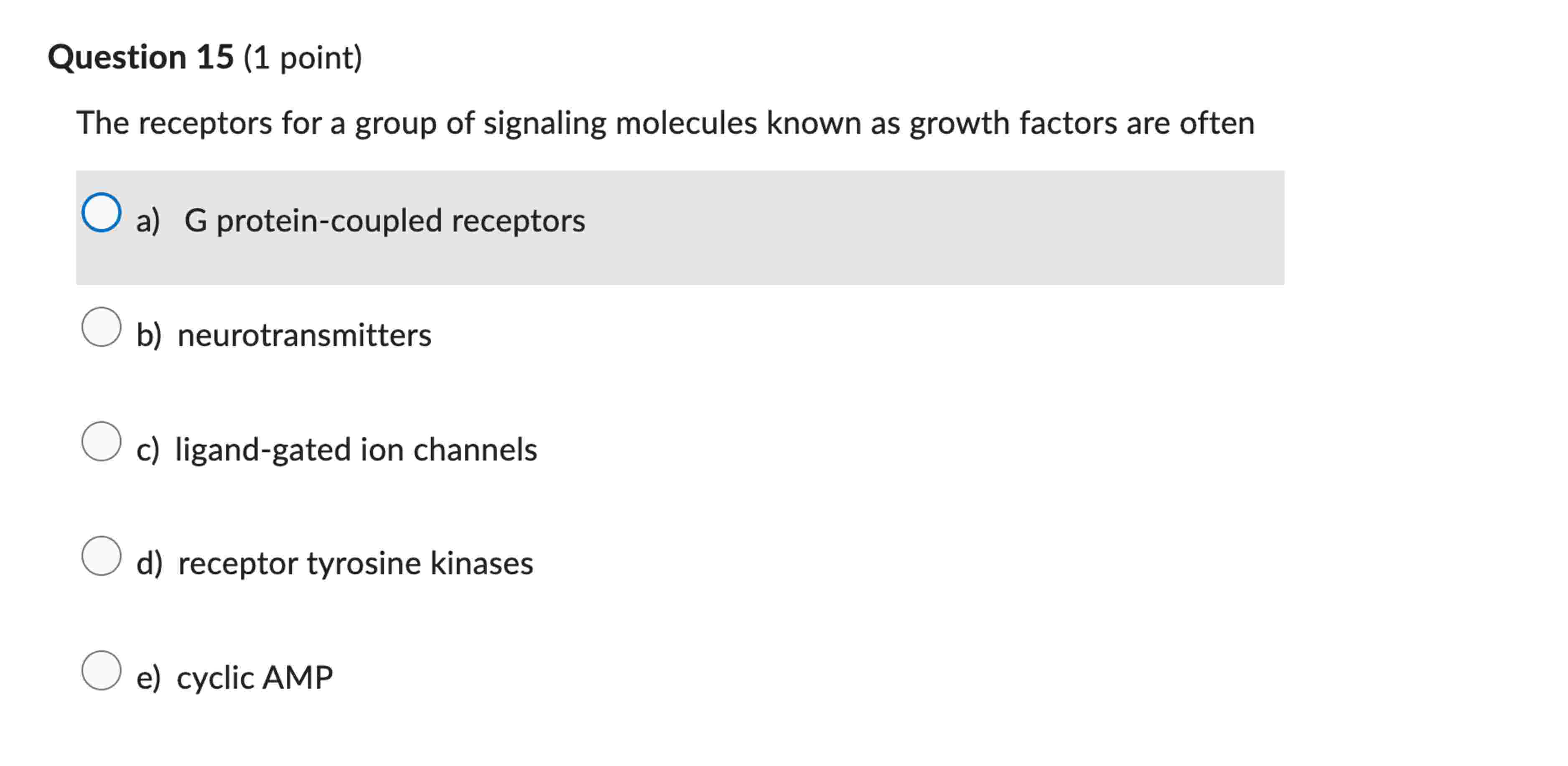 Solved Question 15 (1 ﻿point)The receptors for a group of | Chegg.com
