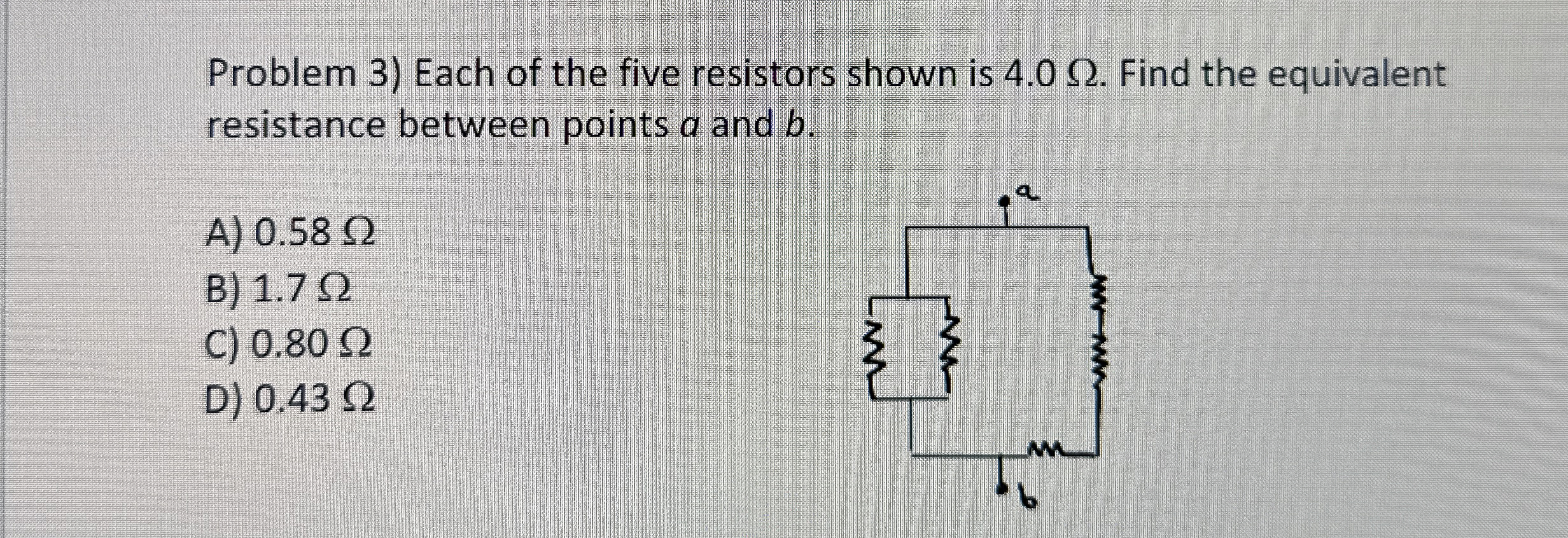 Solved Problem 3: Equivalent ResistanceGivensFive resistors, | Chegg.com