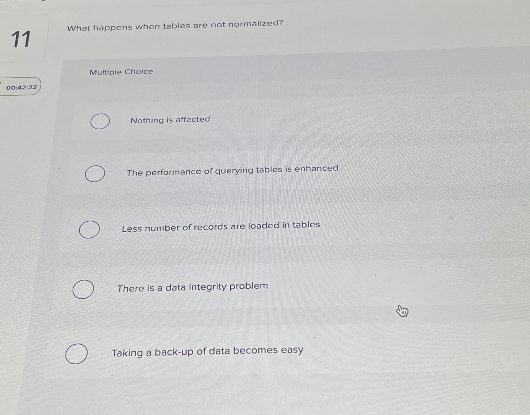 Solved 11Multiple ChoiceWhat happens when tables are not | Chegg.com