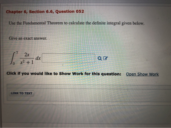 Solved Chapter 6, Section 6.6, Question 052 Use the | Chegg.com