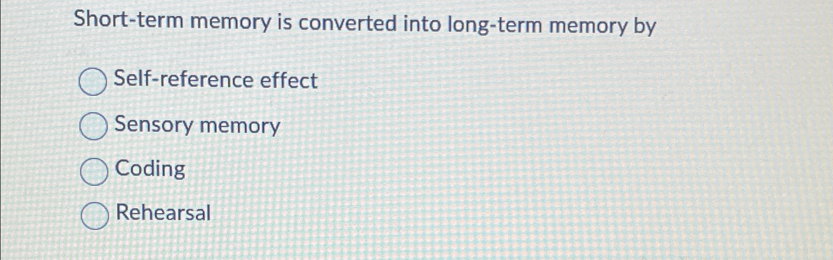 Solved Short-term memory is converted into long-term memory | Chegg.com