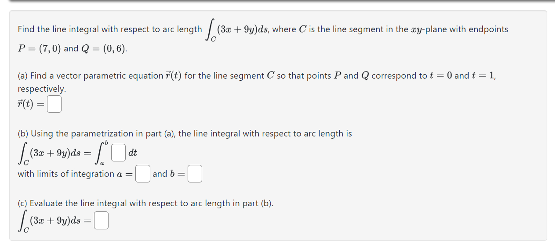 Solved Find the line integral with respect to arc length | Chegg.com