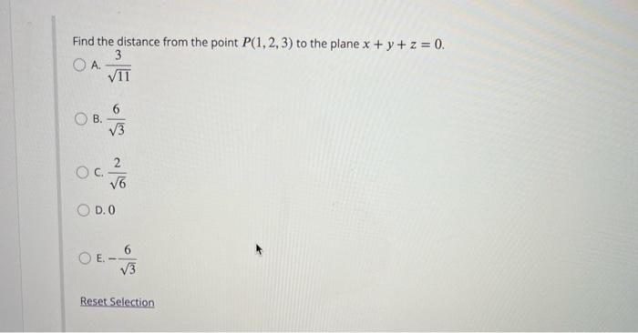 Solved Find the distance from the point P(1,2,3) to the | Chegg.com
