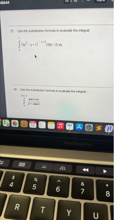 Solved 27. Use the substitution formula to evaluate the | Chegg.com