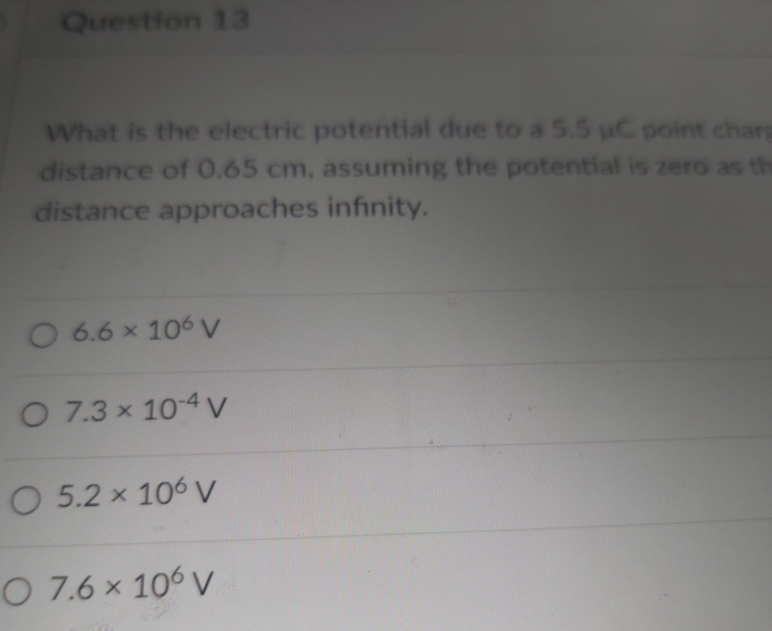 Solved Question 13What is the electric potential due to a | Chegg.com