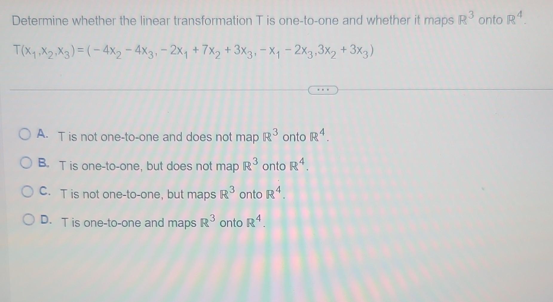 Solved Determine whether the linear transformation T is | Chegg.com