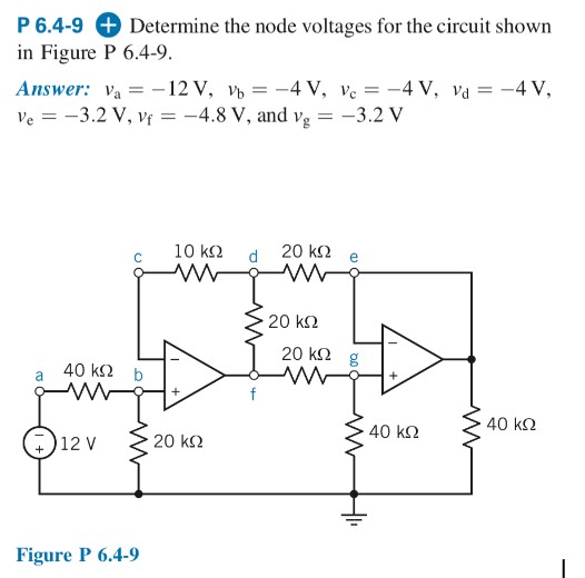 Solved P 6.4-9 ⊊ ﻿Determine the node voltages for the | Chegg.com