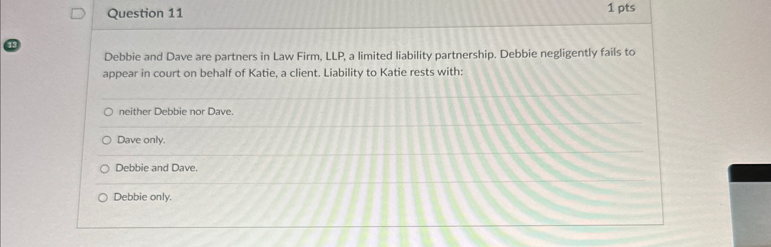 Solved Question 111 ﻿pts13Debbie and Dave are partners in | Chegg.com
