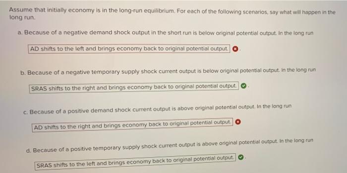 Solved Assume That Initially Economy Is In The Long Run 