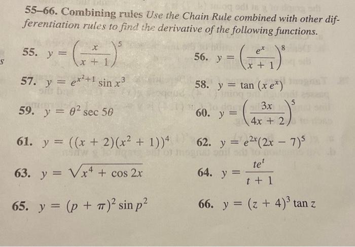 Solved 55-66. Combining rules Use the Chain Rule combined | Chegg.com
