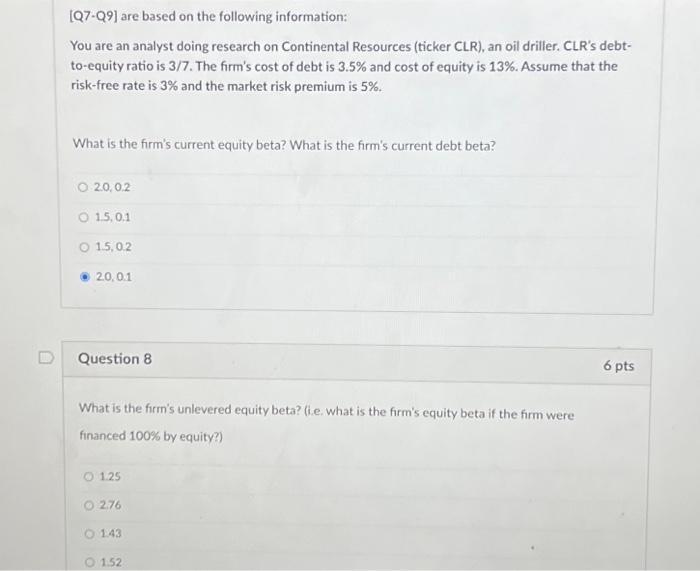 Solved [Q7.Q9] are based on the following information: You | Chegg.com