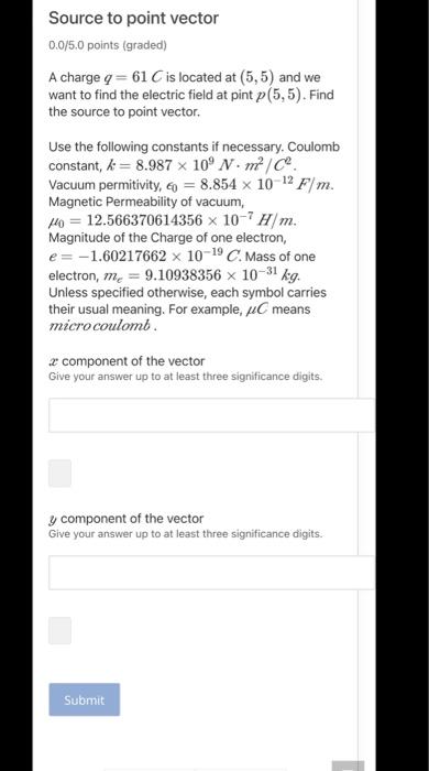 Solved Source to point vector 0.0/5.0 points (graded) A | Chegg.com