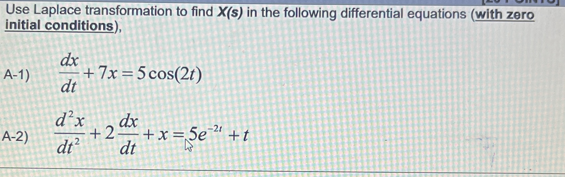 Solved Use Laplace transformation to find x(s) ﻿in the | Chegg.com