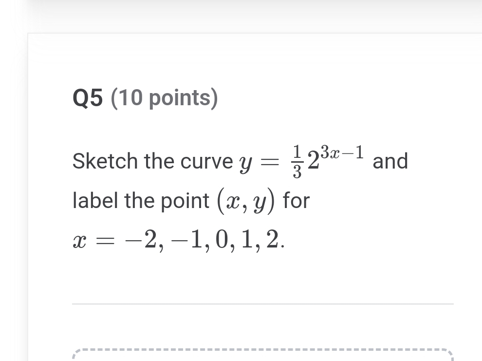 Solved Q5 (10 ﻿points)Sketch the curve y=1323x-1 ﻿andlabel | Chegg.com