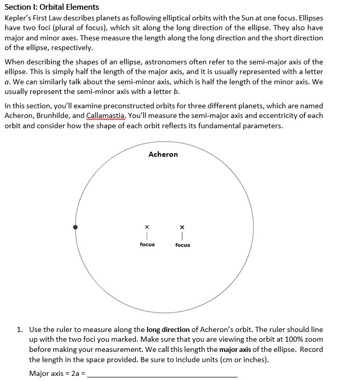 Section I: Orbital ElementsKepler's First Law | Chegg.com