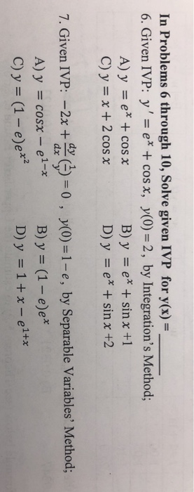 Solved In Problems 6 through 10, Solve given IVP for y(x) = | Chegg.com