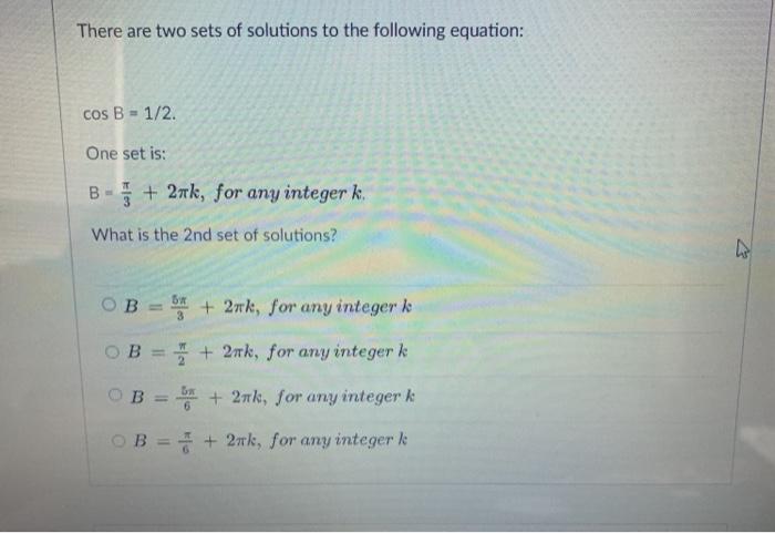 Solved There are two sets of solutions to the following | Chegg.com