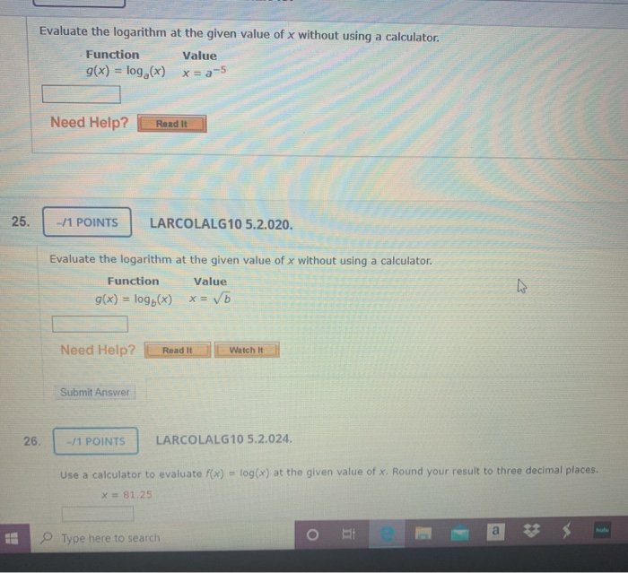 Solved 22. | -11 POINTS LARCOLALG10 5.2.015. Evaluate the | Chegg.com
