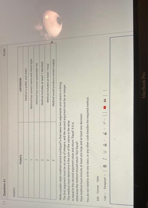 Solved Question 41 RUBRIC: Edit Format Table 12pt POINTS 1 | Chegg.com Solved Question 41 RUBRIC: Edit Format Table 12pt POINTS 1 | Chegg.com