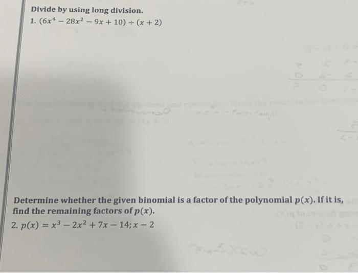 Solved Divide by using long division. 1. | Chegg.com