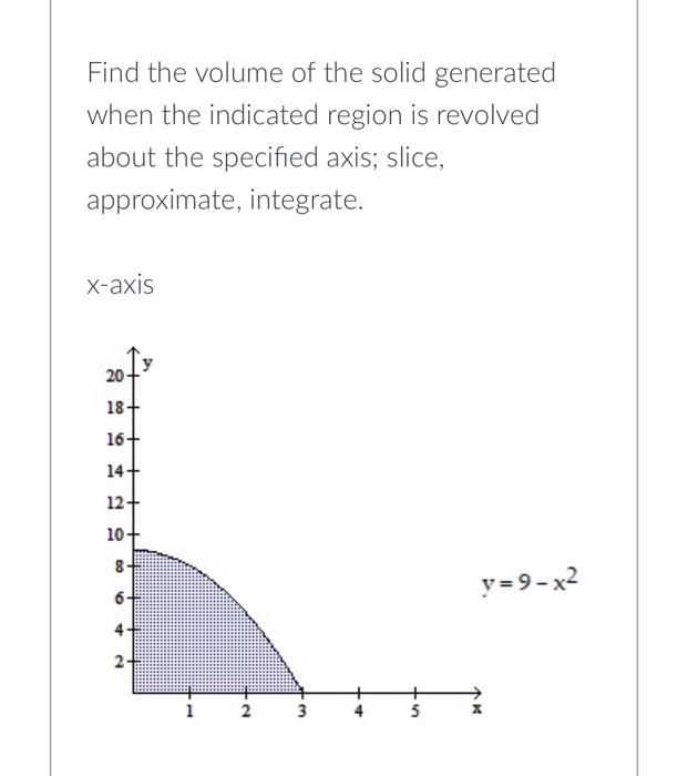 Solved Find the volume of the solid generated when the | Chegg.com