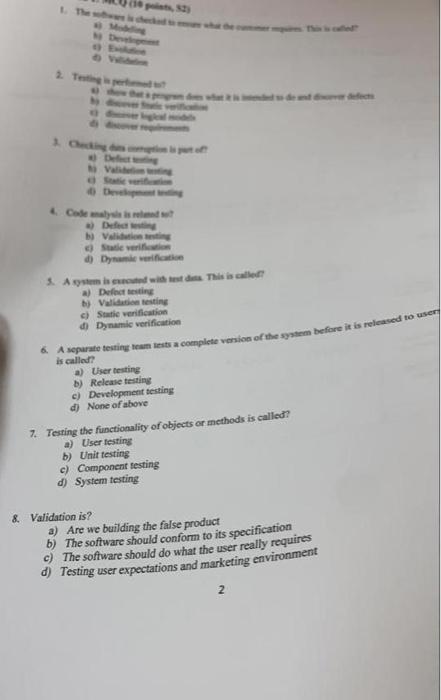 Solved 2. Te Codes by Validation d) Die Aside This is alle | Chegg.com