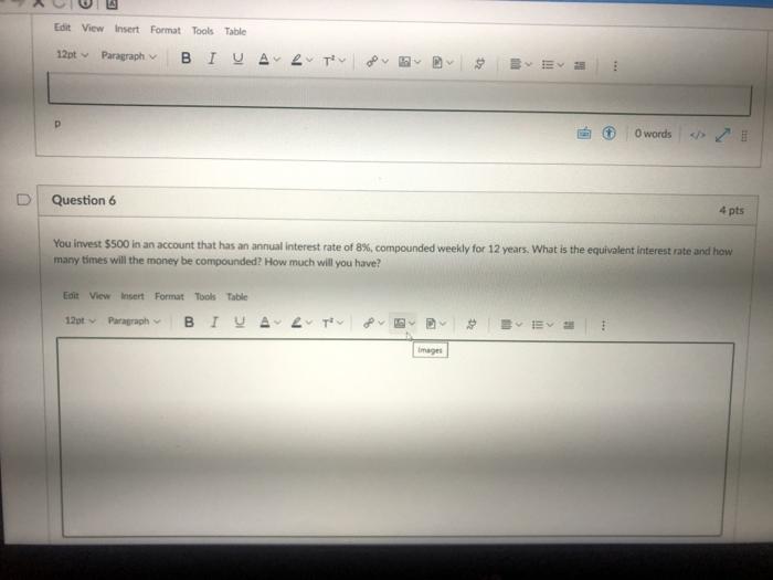 Solved Edit View Insert Format Tools Table 12pt Paragraph | Chegg.com