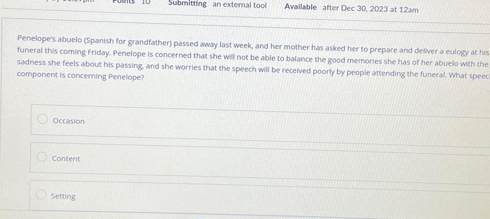 Solved Submitting an external toolAvailable after Dec | Chegg.com