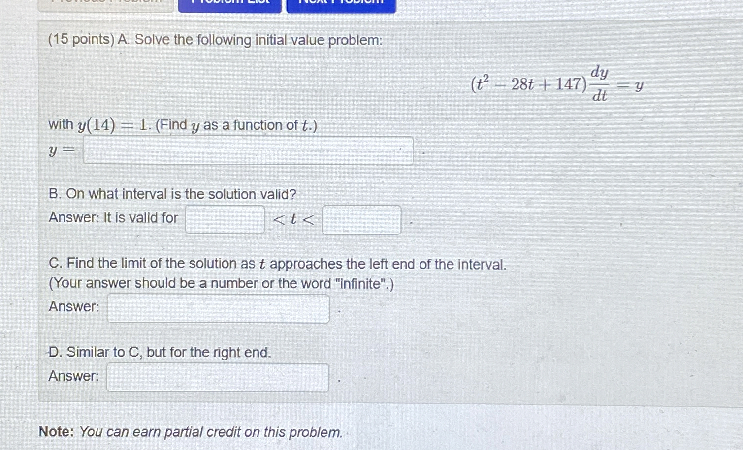 Solved 15 ﻿points ﻿a ﻿solve The Following Initial Value 0824