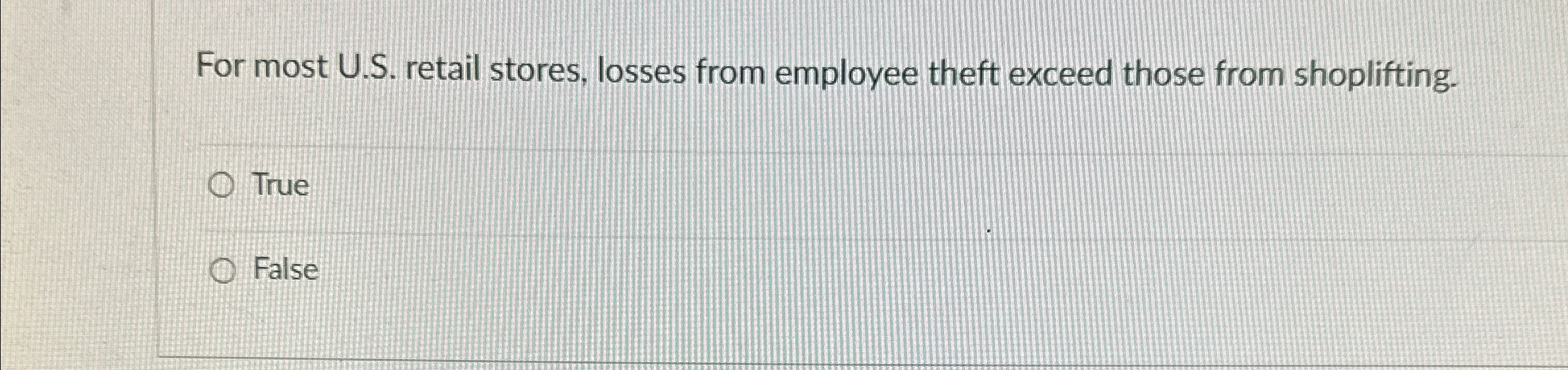Solved For most U.S. ﻿retail stores, losses from employee | Chegg.com