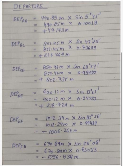 Solved 2. USING THE BALANCED LATITUDE AND DEPARTURE FROM | Chegg.com