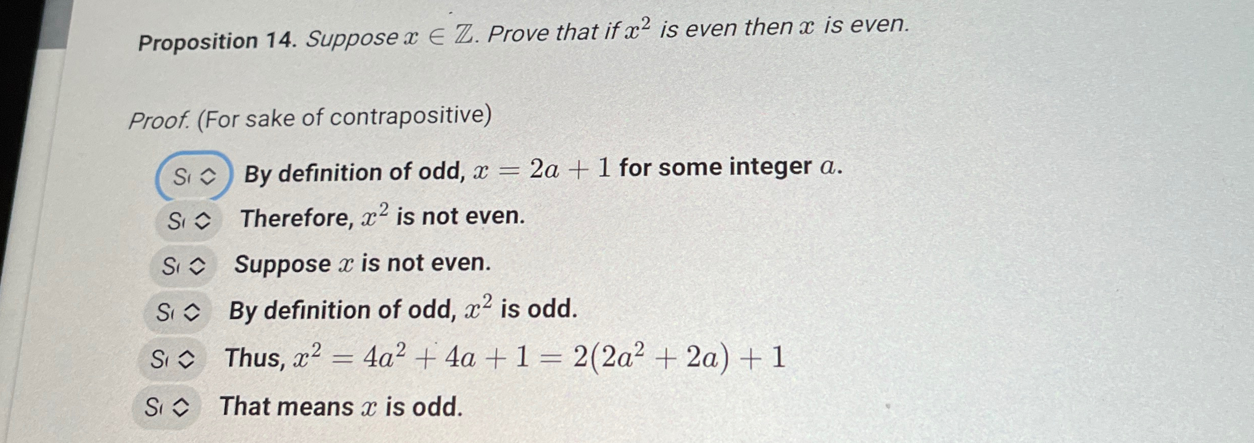 Solved Proposition 14. ﻿Suppose xinZ. Prove that if x2 ﻿is | Chegg.com