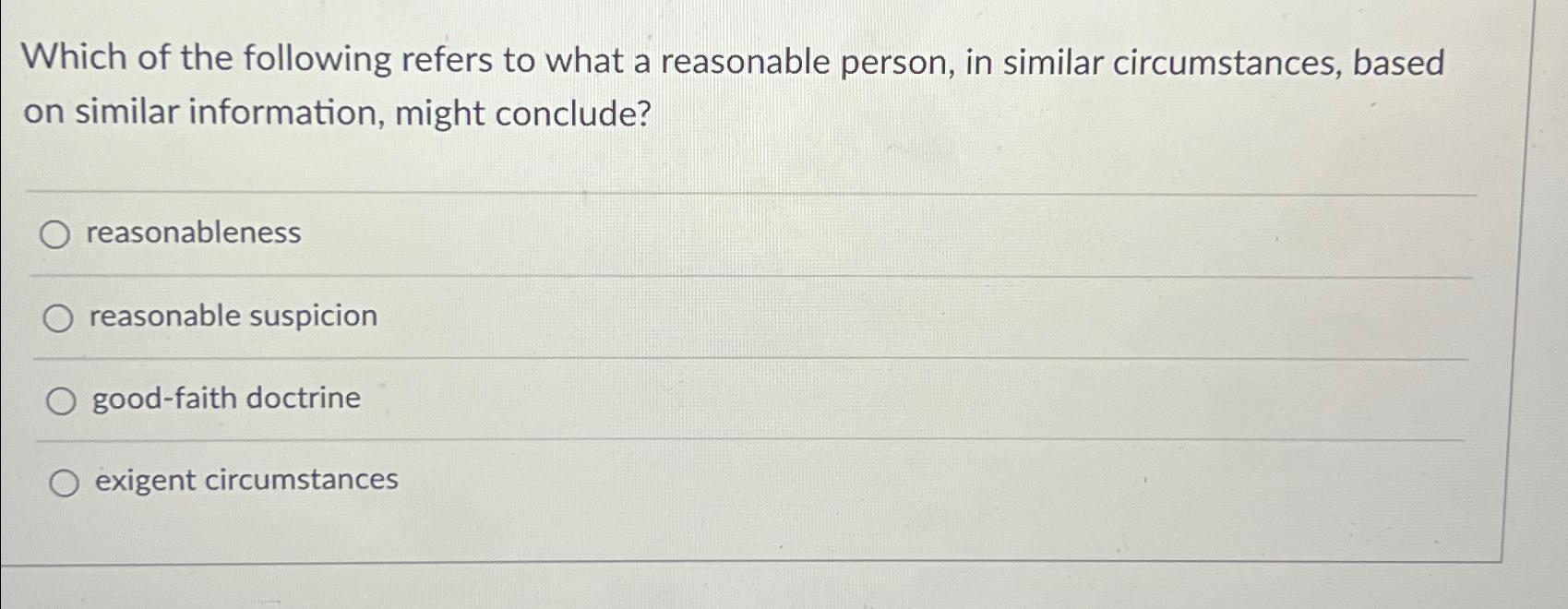 Solved Which of the following refers to what a reasonable | Chegg.com