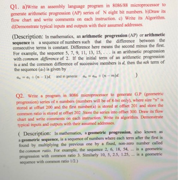 Solved Q1. a)Write an assembly language program in 8086/88 | Chegg.com