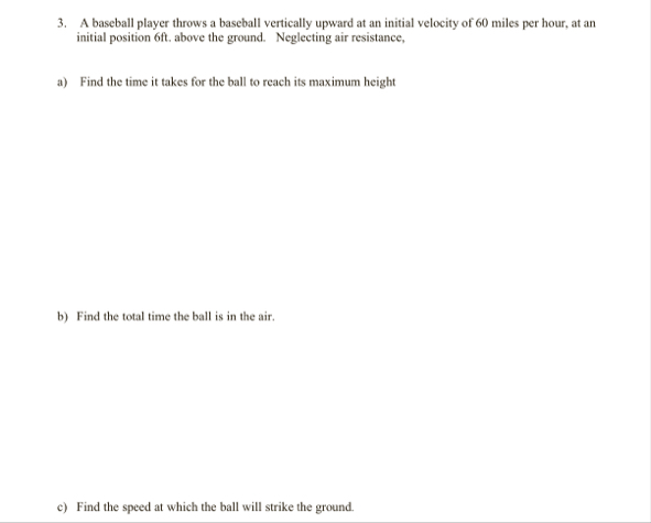 Solved A baseball player throws a baseball vertically upward | Chegg.com