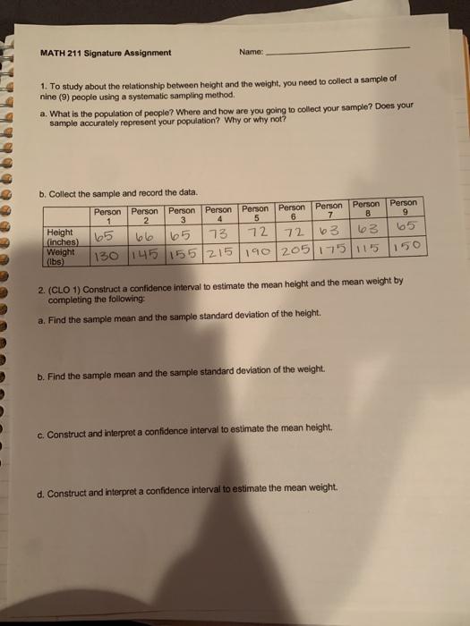 Solved MATH 211 Signature Assignment Name: 1. To study about | Chegg.com
