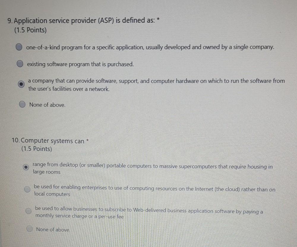 Solved 9. Application service provider (ASP) is defined as: | Chegg.com